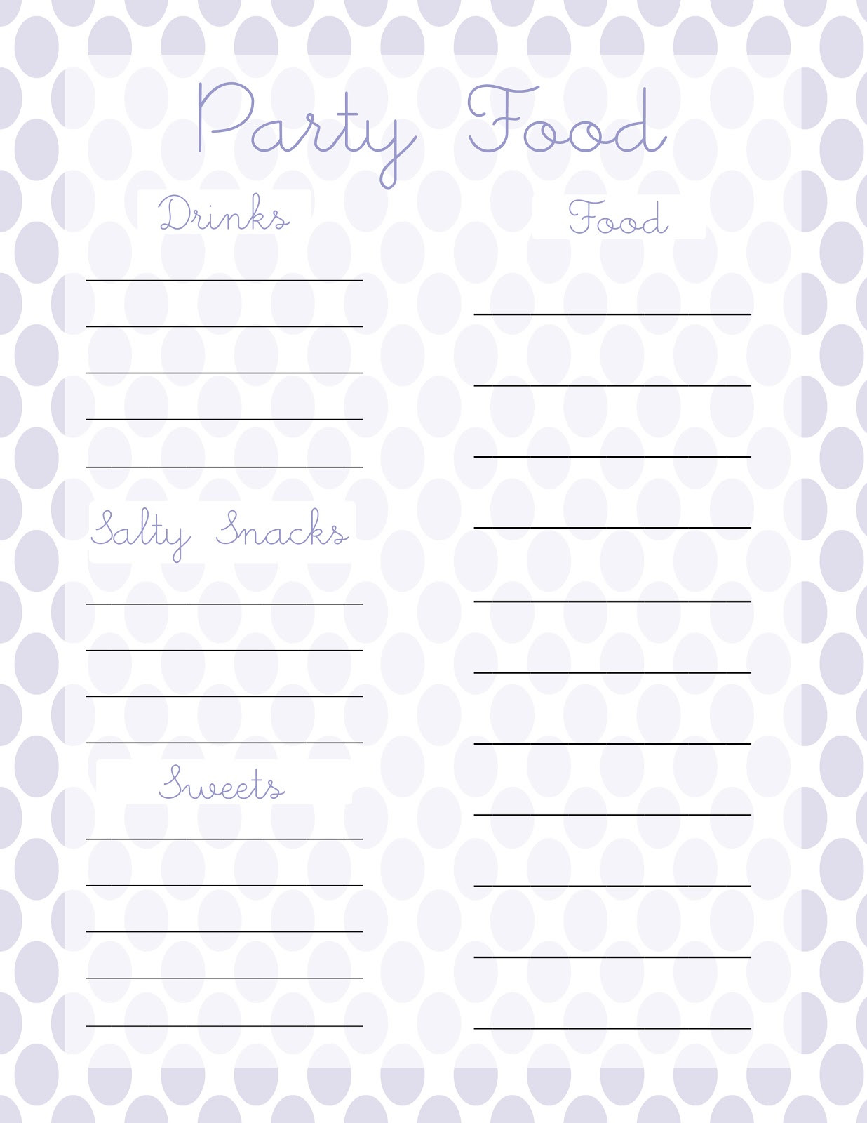 School Party Food List School Party Food List